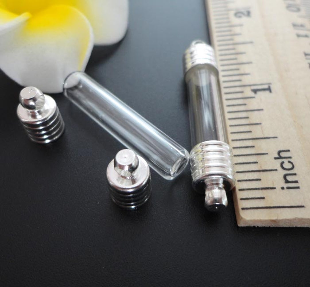 6MM Flat Bottom Tube (with 2PCS Silver-plated Copper Caps ), Glass Vial ...