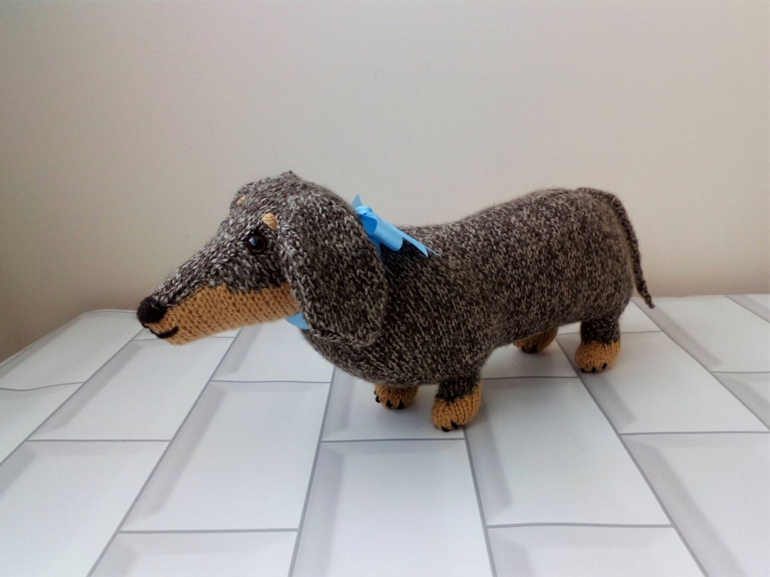 Dachshund Chocolate Dapple 13" Hand Knitted - Etsy UK