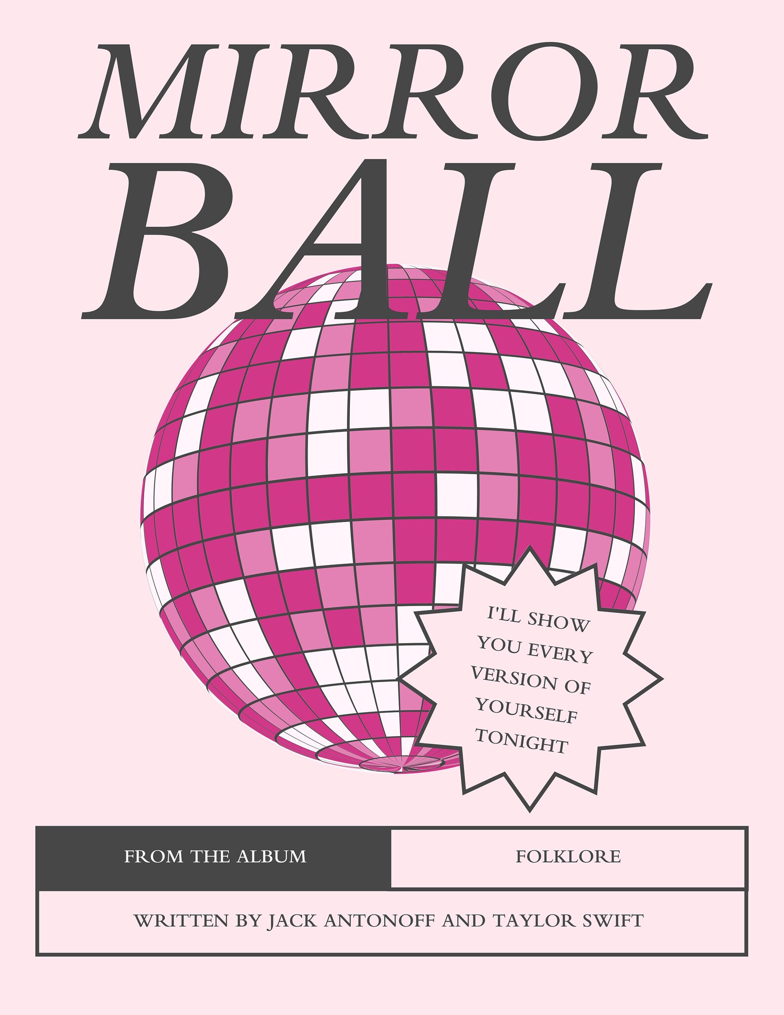 Taylor Swift Mirrorball Disco Folklore Era Pink Aesthetic Poster ...