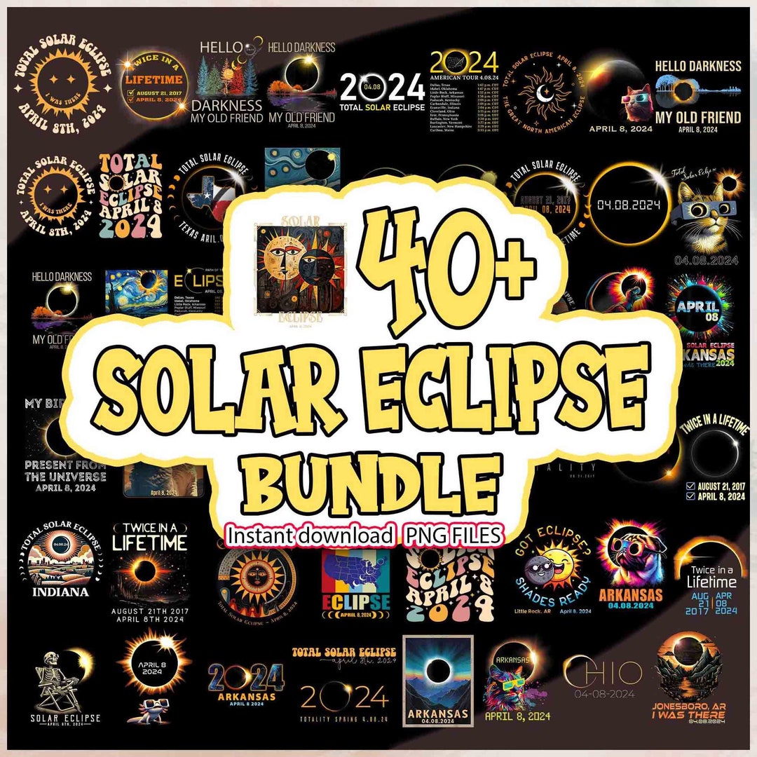 Solar Eclipse 2024 Png Bundle, Cartoon Solar Eclipse Png Sublimation ...