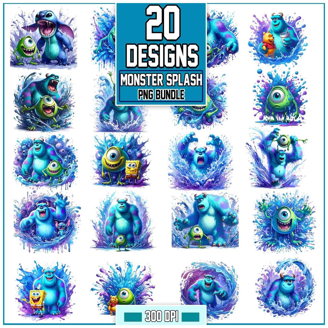 20 Monster Splash Bundle Png, Monsters Inc Png Bundle, Monsters Inc ...