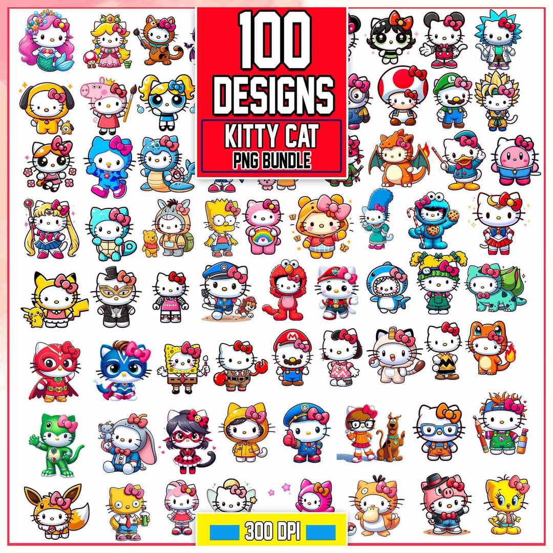 100 Kitty Cat Bundle Png, Hello Cat Svg Bundle, Kitty Svg, Kawaii Kitty ...