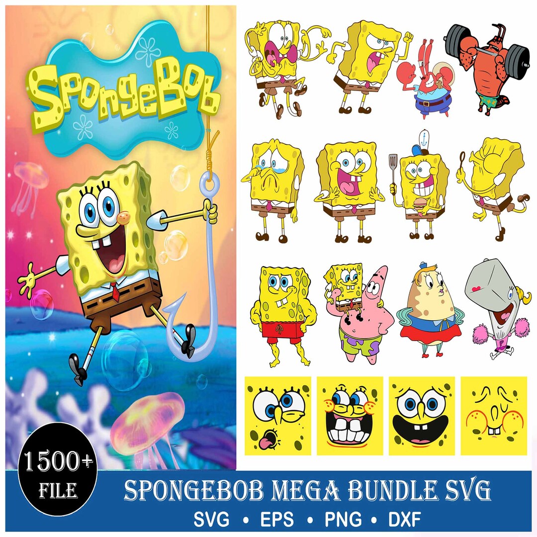 150 Spongebob Mega Bundle Png, Mega Bundle, Svg, Png, Dxf, Eps - Etsy