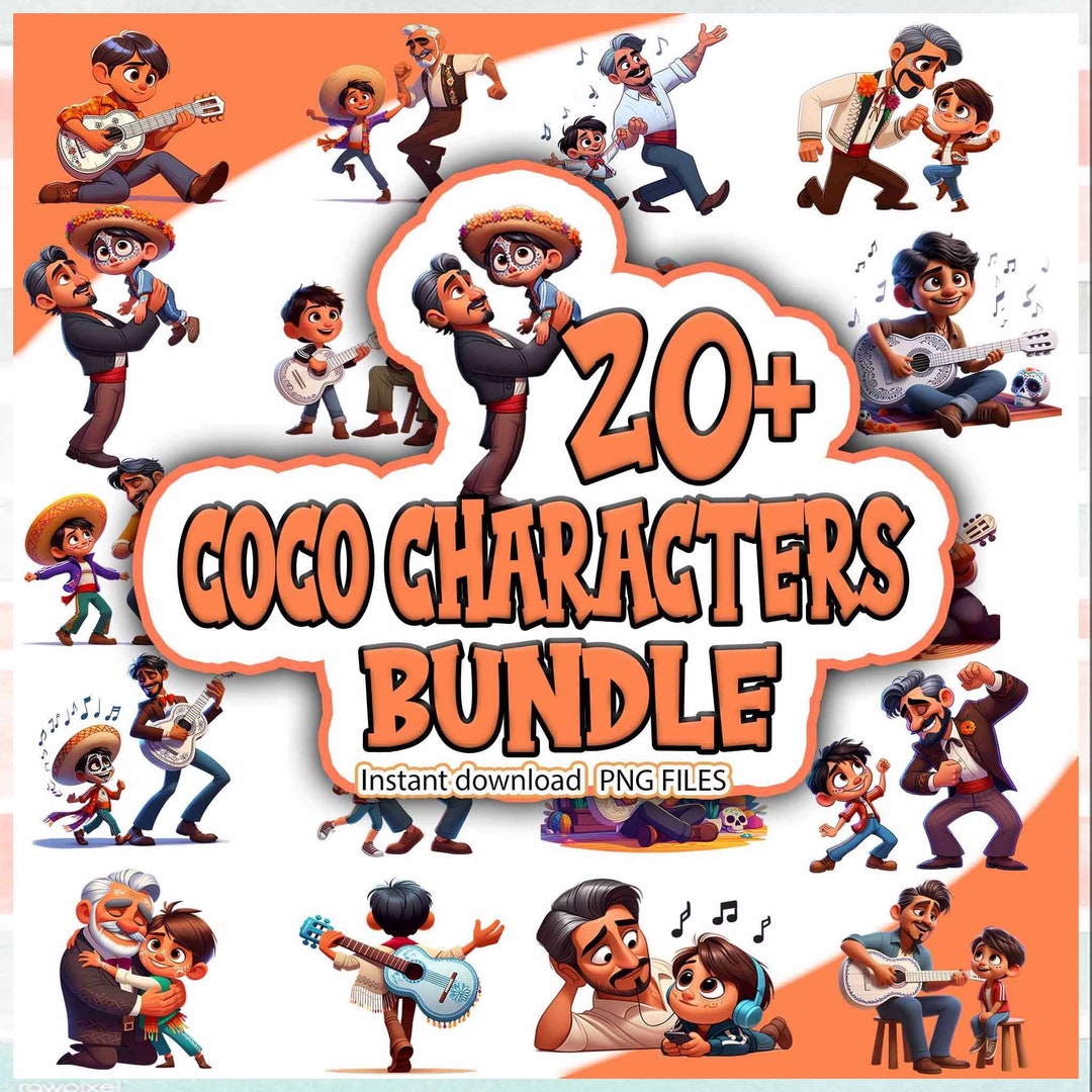 20 Coco Characters Png, Coco PNG Cliparts Bundle, Coco Sublimation ...