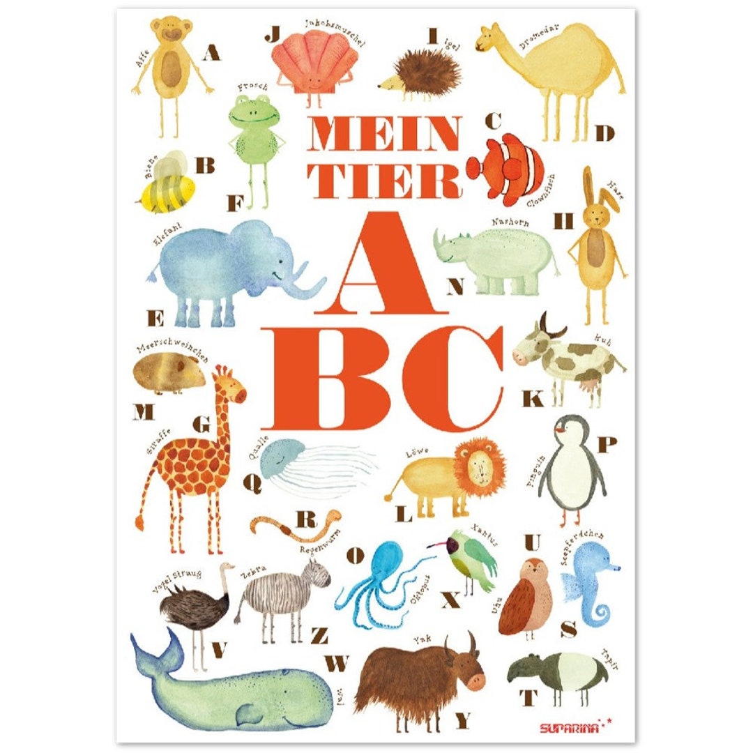 PDF ABC Animal Alphabet Learning Poster A4 A3 A2 A1 Elephant Bee Monkey ...