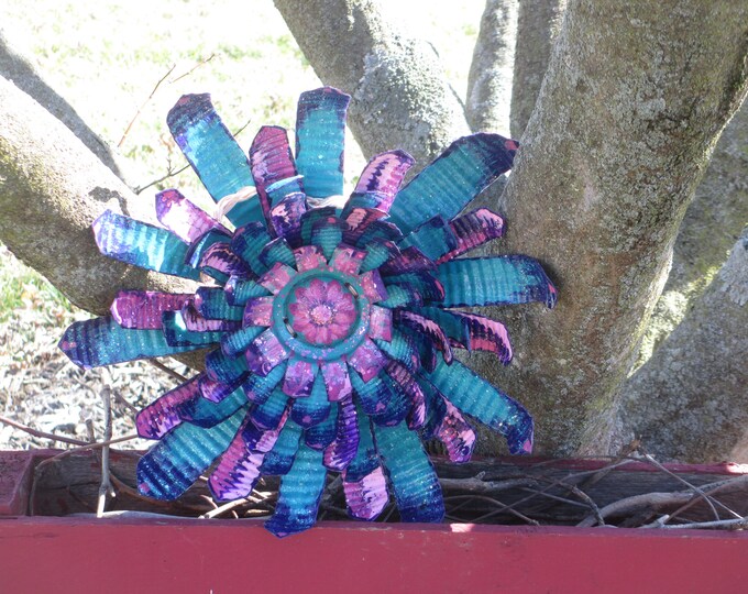 Recycled Metal Flower/ Metal Art/ Tin Can Flower/ Garden/ Yard Décor ...