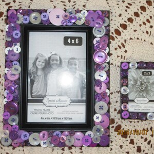 Button Picture Frame/ Purple Buttons/nursery/ Home Decor - Etsy