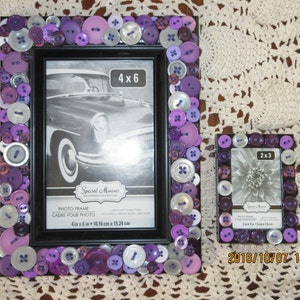 Button Picture Frame/ Purple Buttons/nursery/ Home Decor - Etsy