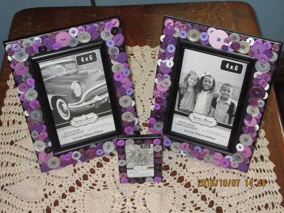 Button Picture Frame/ Purple Buttons/Nursery/ Home Decor | Etsy
