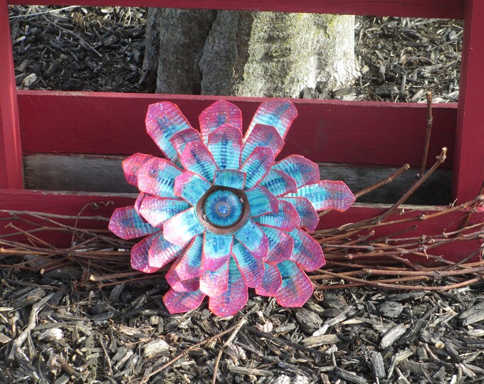 Recycled Metal Sun Flower/ Metal Art/ Tin Can Flower/ Garden/ Yard ...