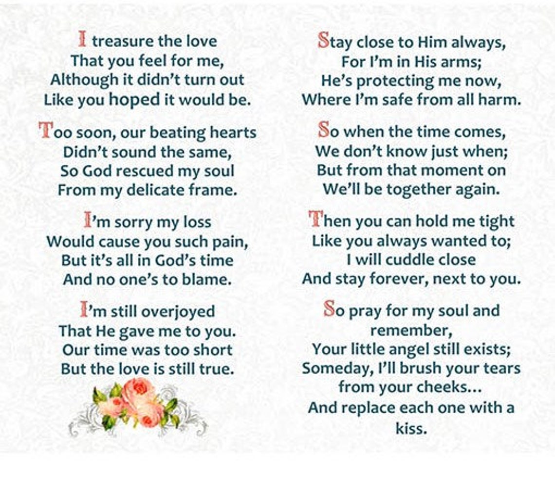 Miscarriage ~ Child Loss ~ Stillbirth Poem - Etsy