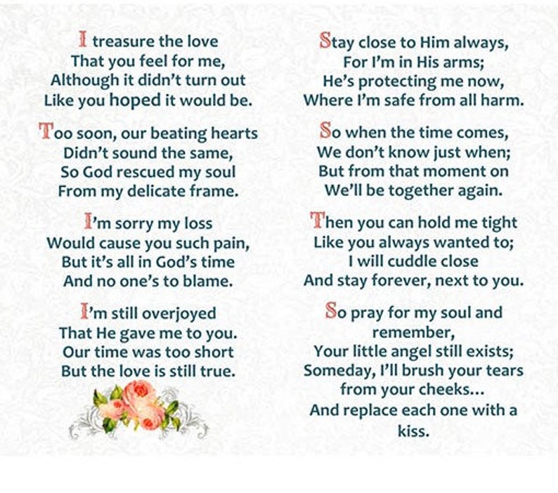 Miscarriage ~ Child Loss ~ Stillbirth Poem - Etsy