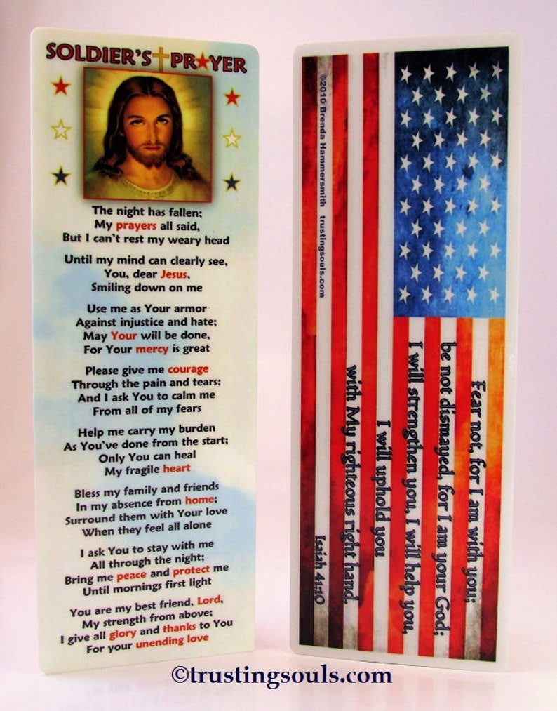 Soldier’s Prayer Bookmark/american Flag Bookmark/bronze Guardian Angel ...