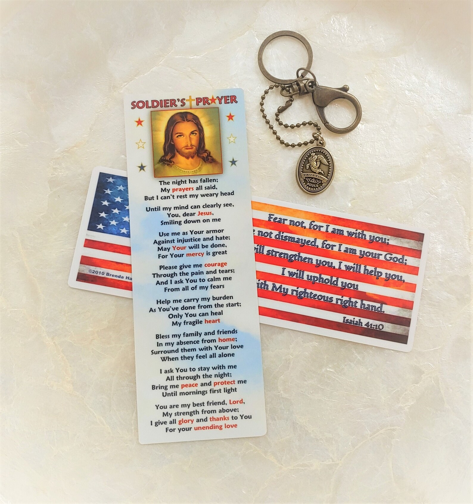 Soldier’s Prayer Bookmark/american Flag Bookmark/bronze Guardian Angel ...