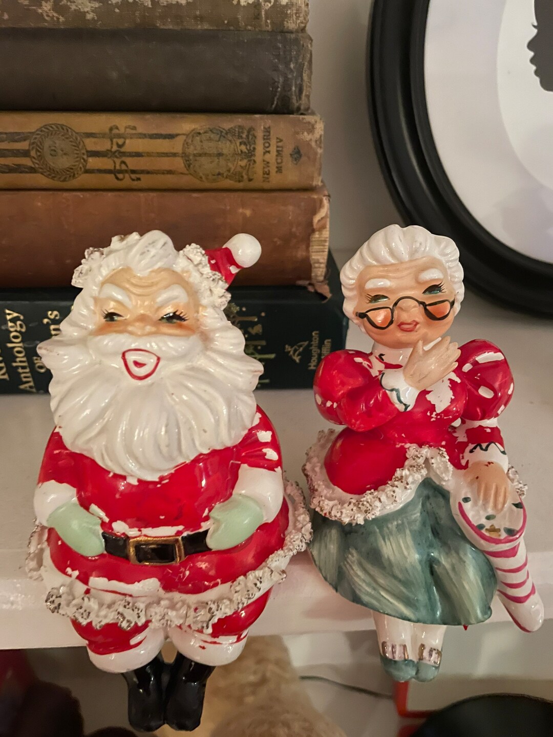 Vintage Lefton Mr and Mrs Clause Shelf Sitters - Etsy