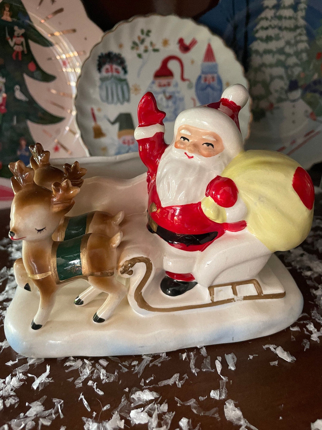 Vintage Lefton Santa Planter - Etsy