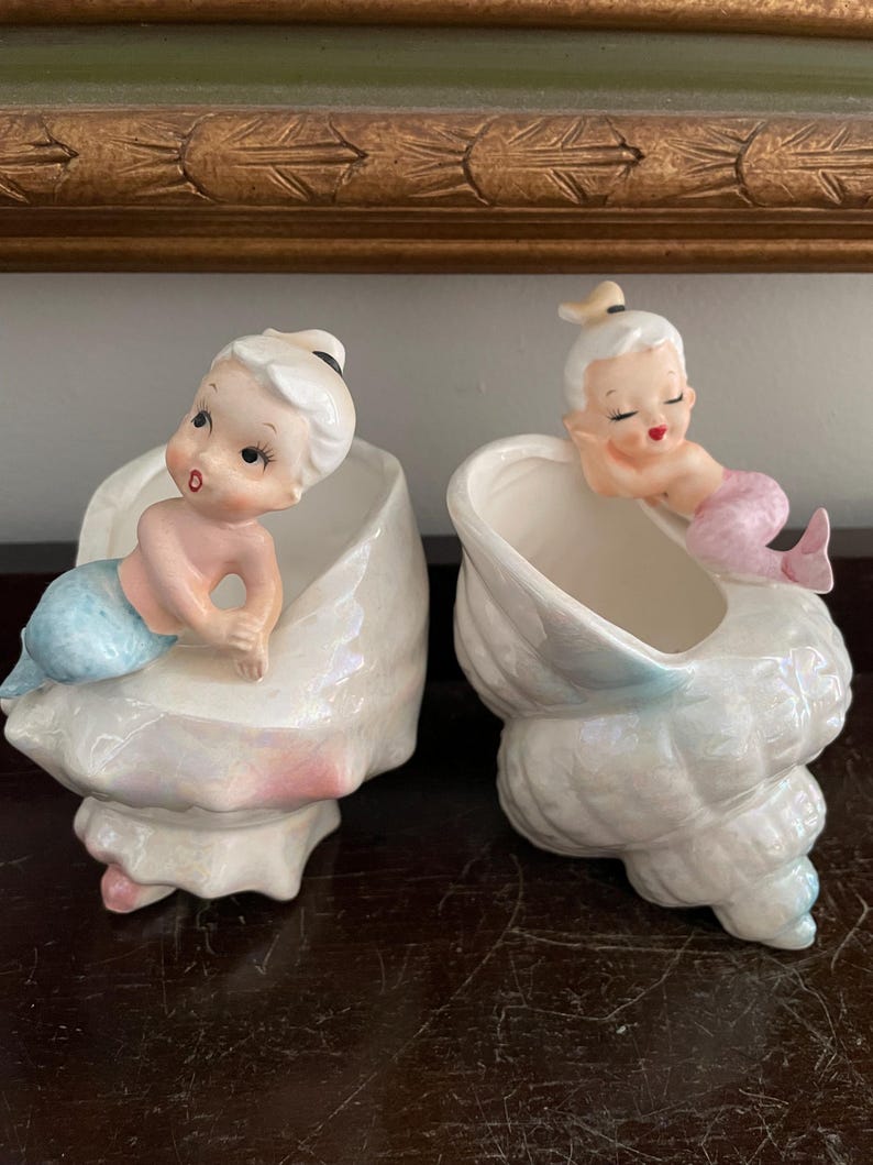 RARE Vintage Pink Norcrest Mermaid Planter - Etsy