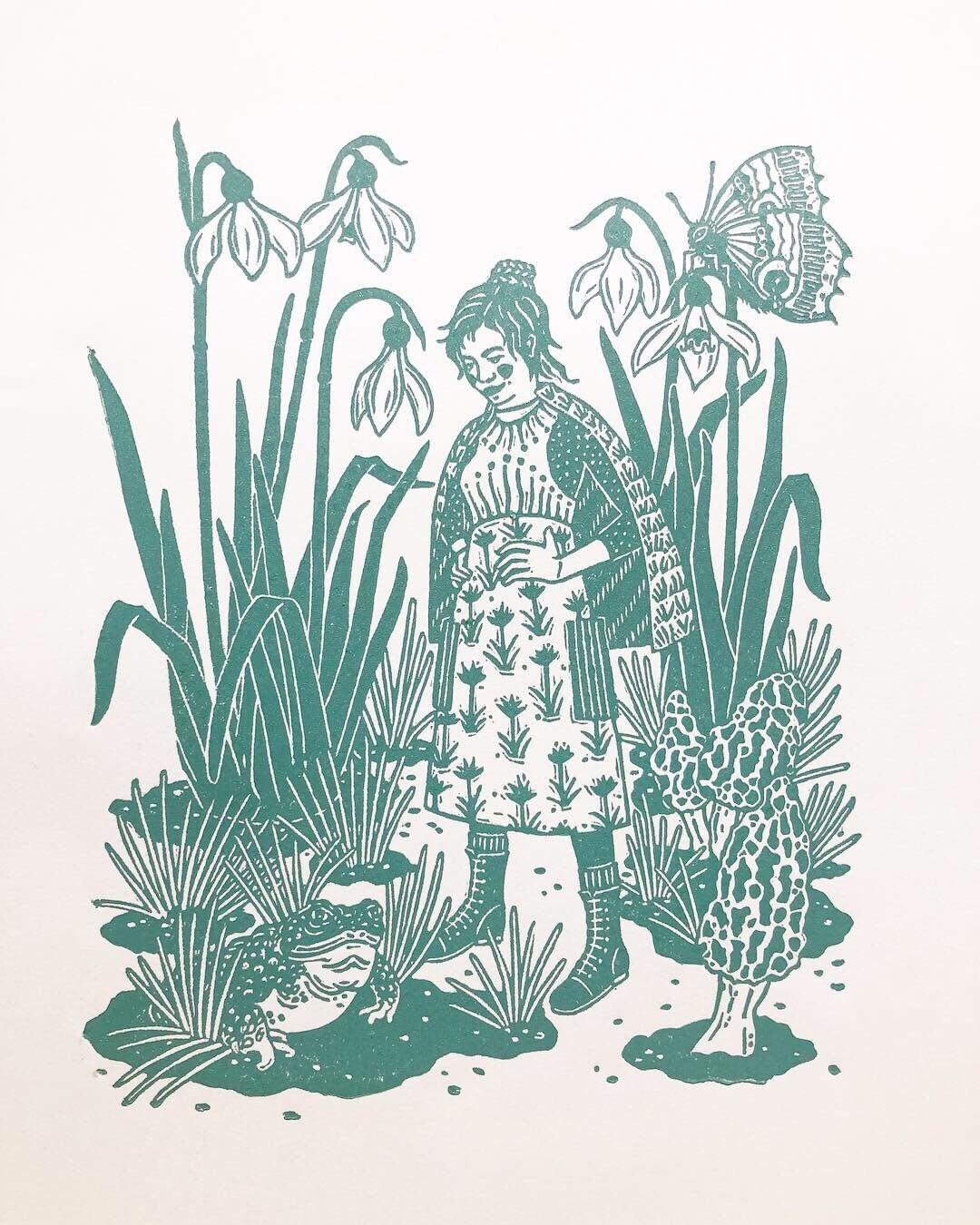 Sale! Reg. 45.00 - Spring Nymph One-color Print - Linocut on Paper by ...
