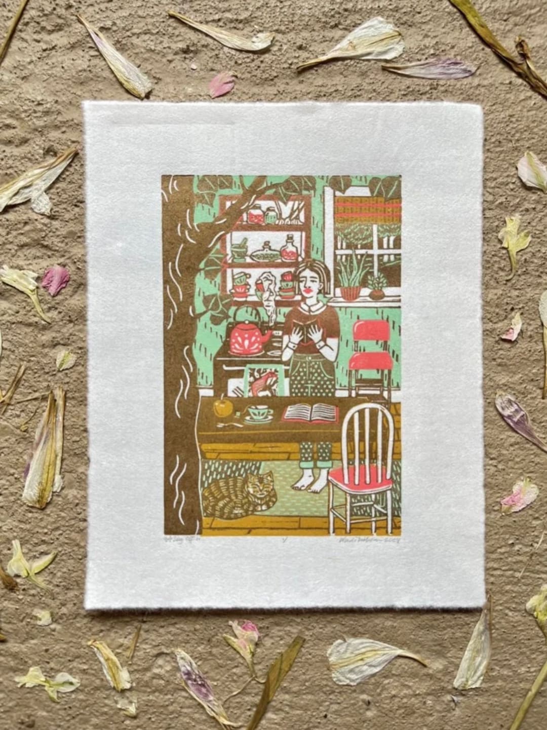 A Day off Print Multi-color Block Print - Linocut on Paper by Wendi ...