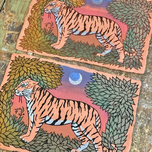 Tyger Tyger - Black or Rust - Multi-color Linocut on Handmade Paper by ...