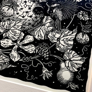 Summer Nest Black and White Linocut on Paper by Wendi Dibbern Original ...