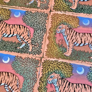 Tyger Tyger - Black or Rust - Multi-color Linocut on Handmade Paper by ...