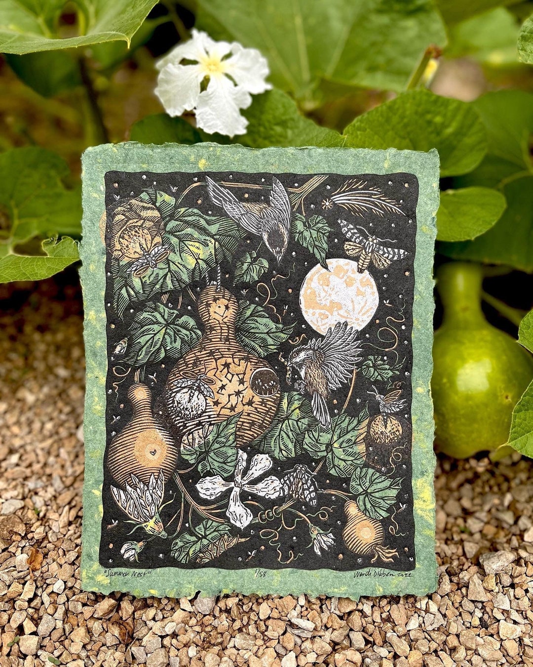 Summer Nest - on Handmade Paper - Linocut on Paper by Wendi Dibbern ...