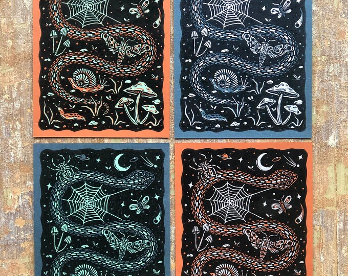 Art & Collectibles Wood & Linocut Prints 9 Halloween Fine Art Print ...