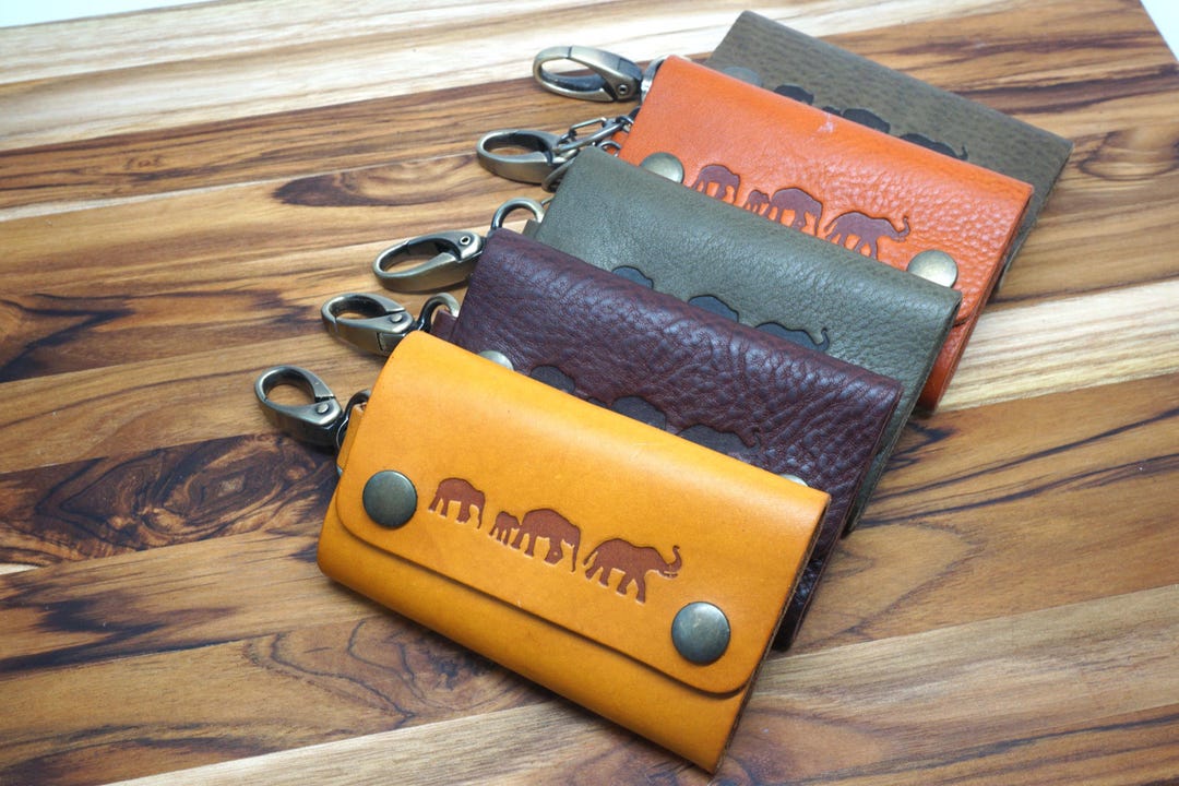 Trifold Leather Key Case - Leather Key Chain for 6 Keys - Leather Key ...