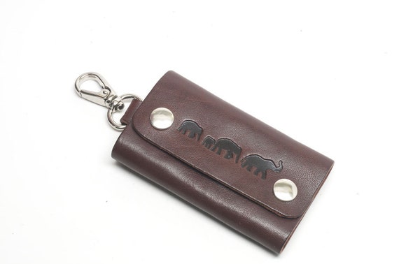 Leather key case Leather key case with snap hookLeather key | Etsy