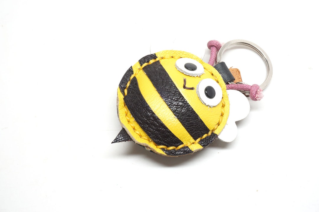 Bumble Bee Keychain 100% Genuine Leather, Leather Small Gift,leather ...