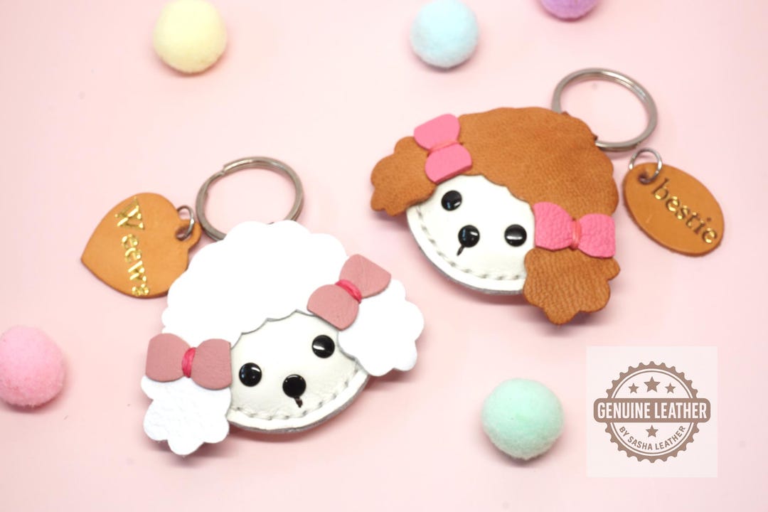 Leather Poodle Keychain: Personalized Dog Bag Charm - Dog Lover Gift - Etsy