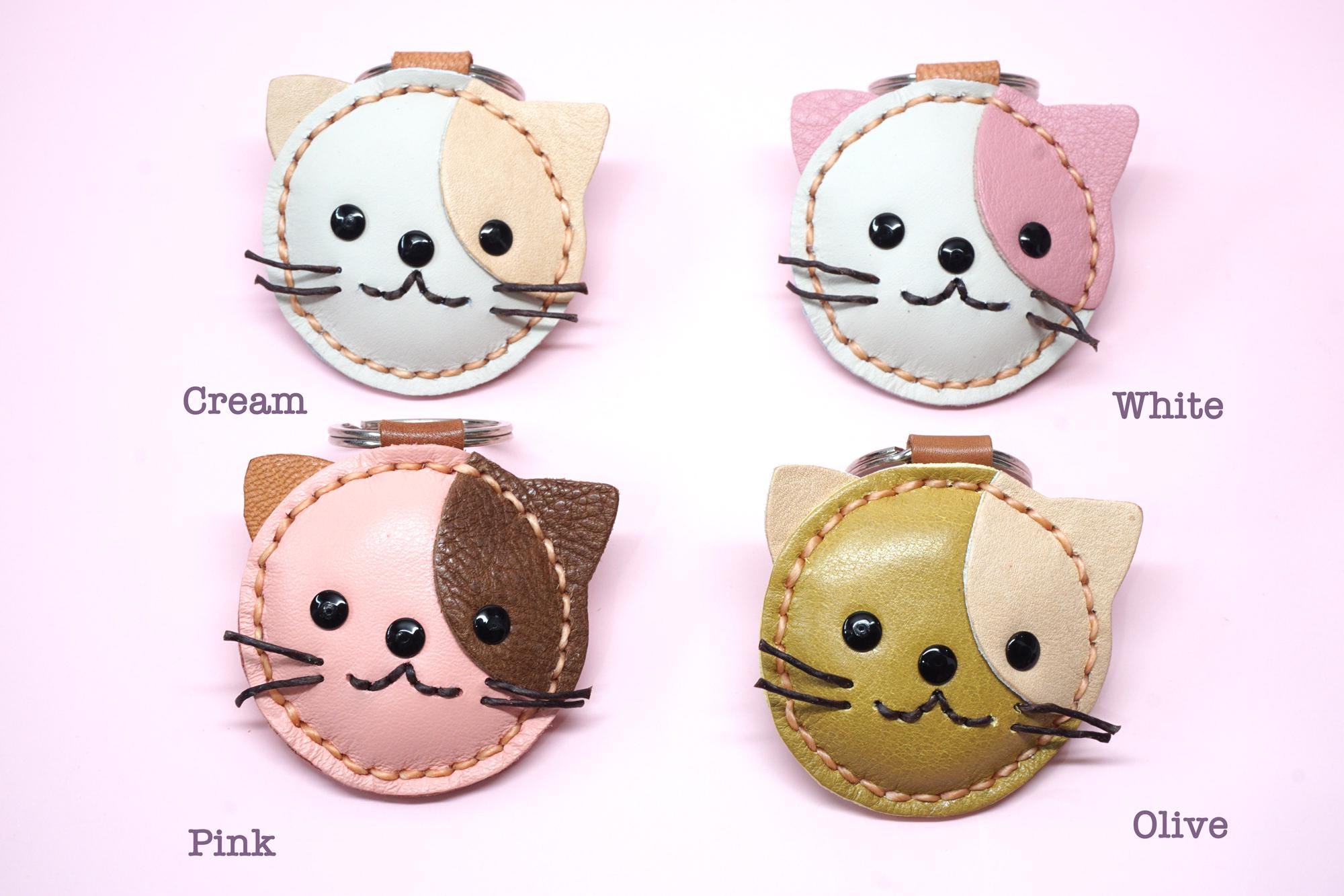 Leather Cat Keychain: Personalized Bag Charm for Cat Lovers - Etsy