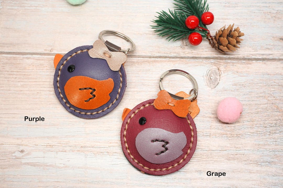 Personalized Leather Bird Keychain • Handmade Animal Charm - Etsy