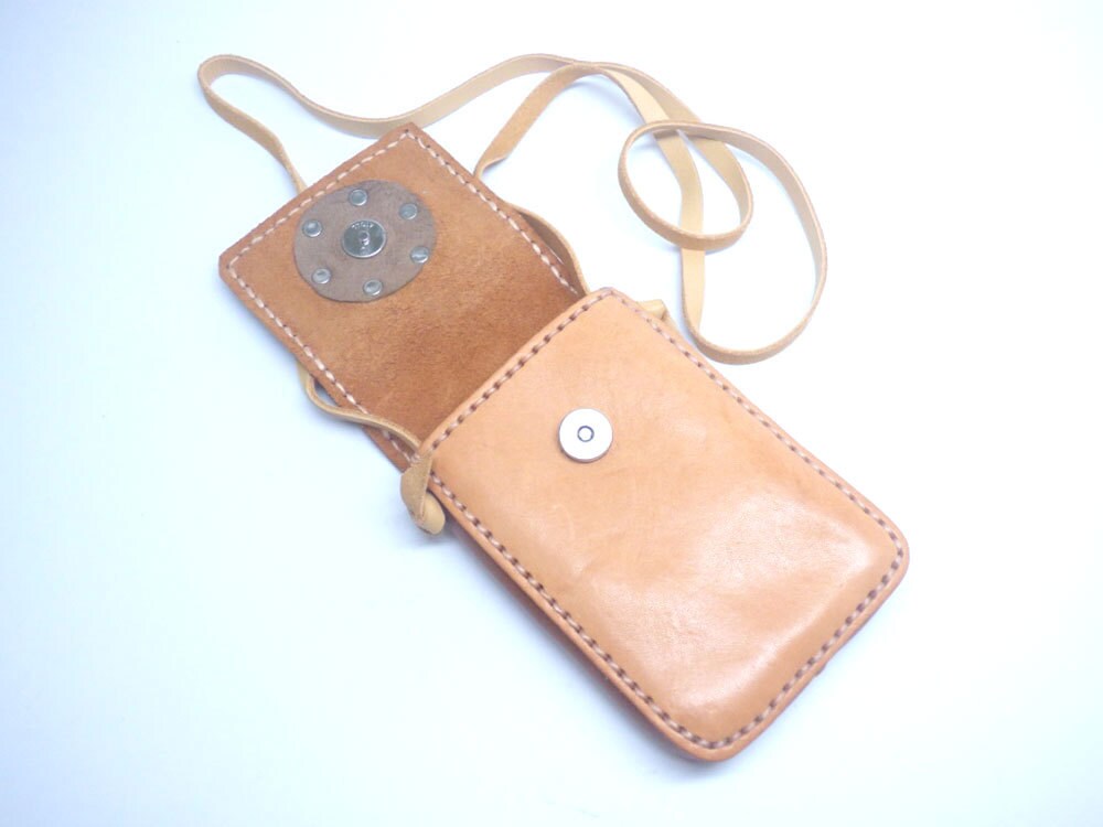 Leather phone neck bag Leather neck pouch Medicine bag | Etsy