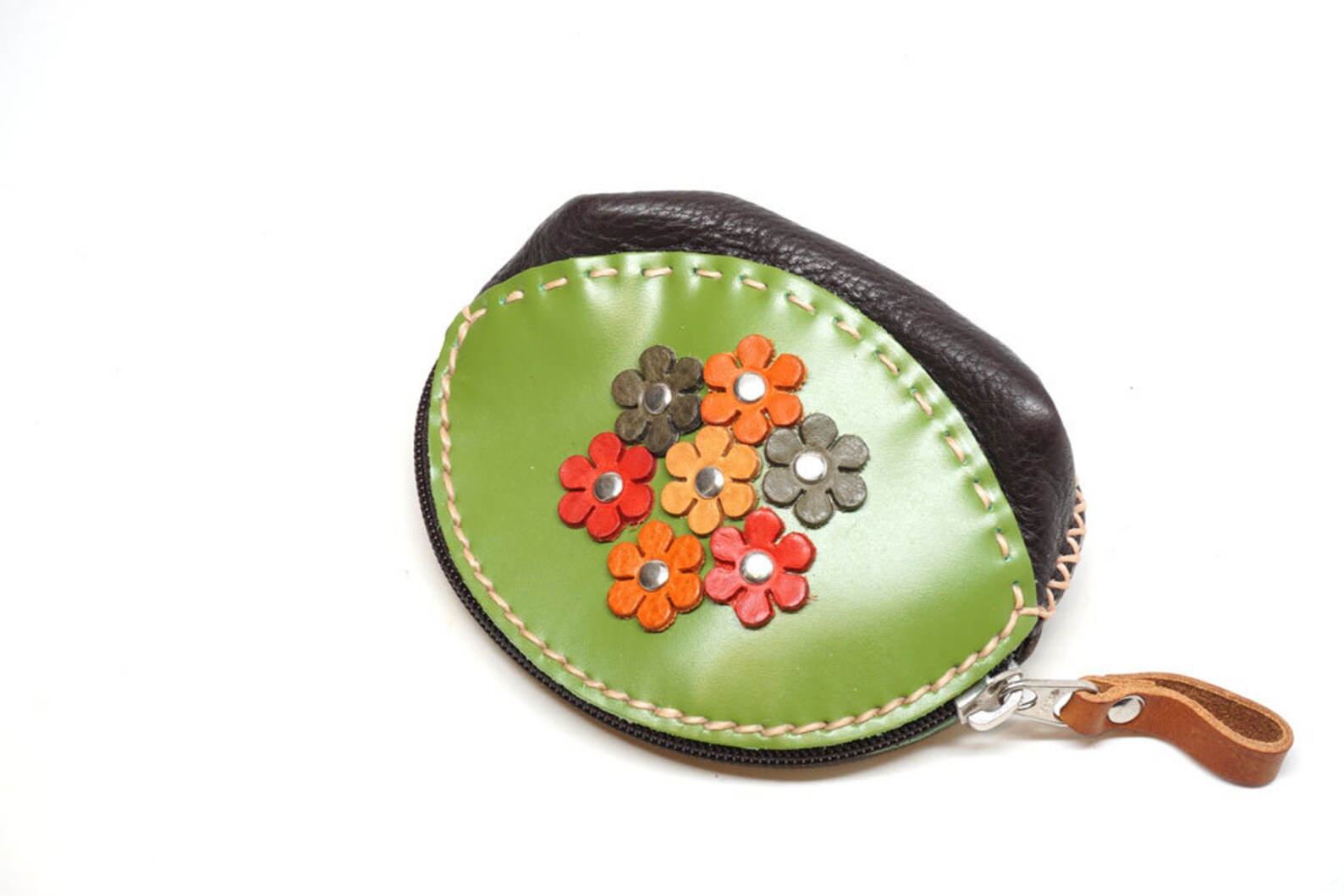 Leather Coin Purse With Flower Coin Wallet Coin Bag Hand - Etsy