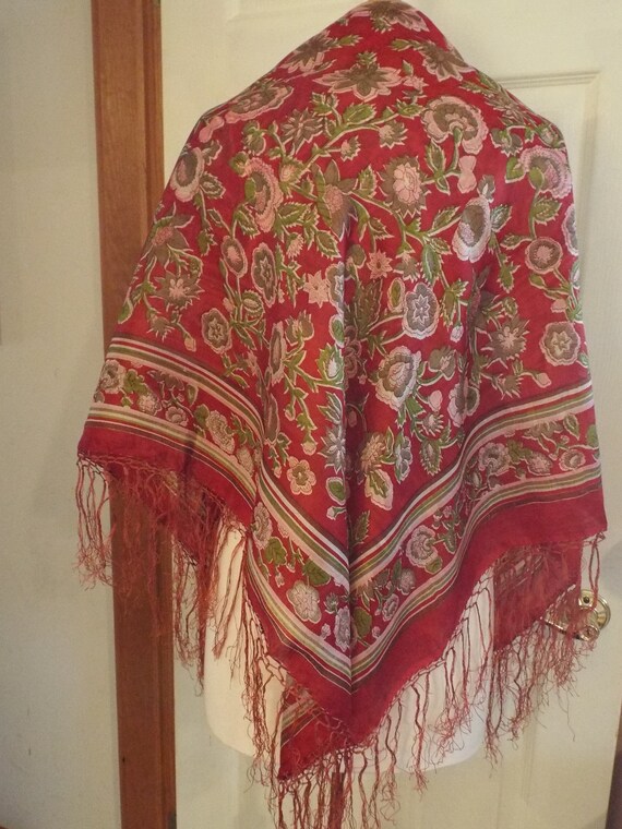 Beautiful Summer Red Floral Shawl Retro Fashion Women's - Etsy