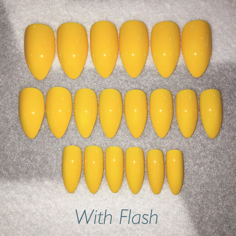 Yellow Fake Nails Faux Nails Glue on Nails Yellow Nails - Etsy