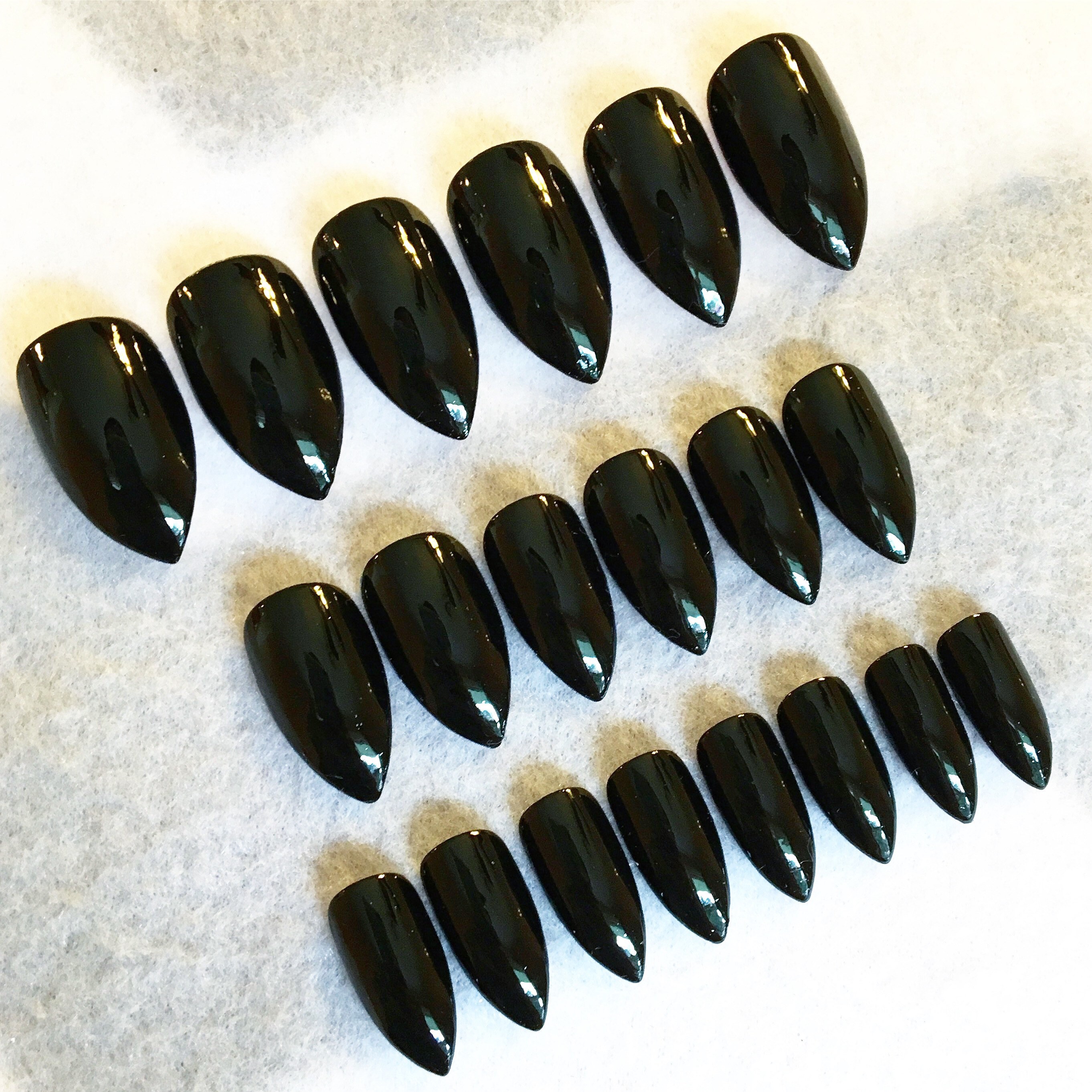 Black Fake Nails Faux Nails Glue on Nails Black Dark - Etsy