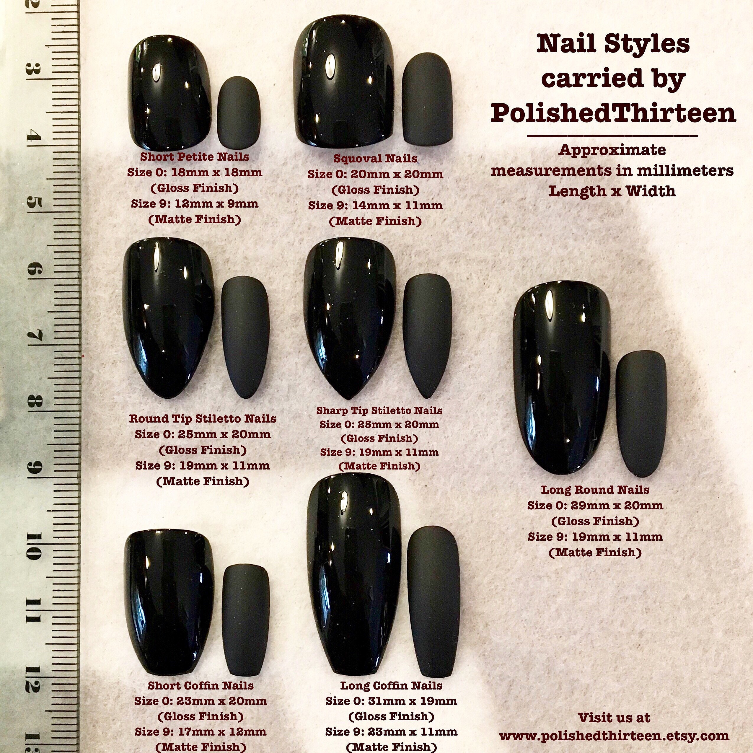 Black Matte and Gloss Fake Nails Faux Nails Gloss Tips - Etsy