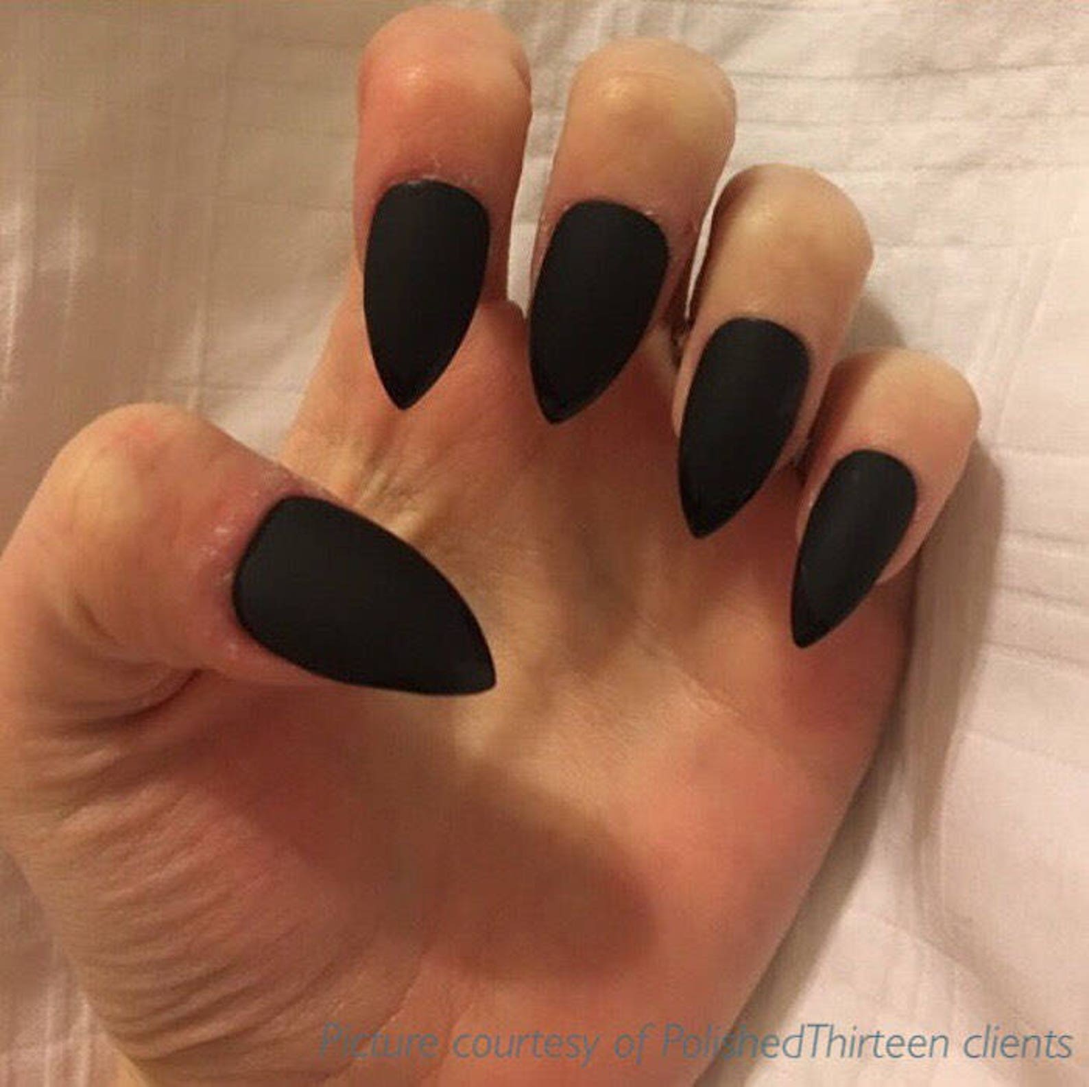 Black Fake Nails Faux Nails Glue on Nails Black Dark - Etsy