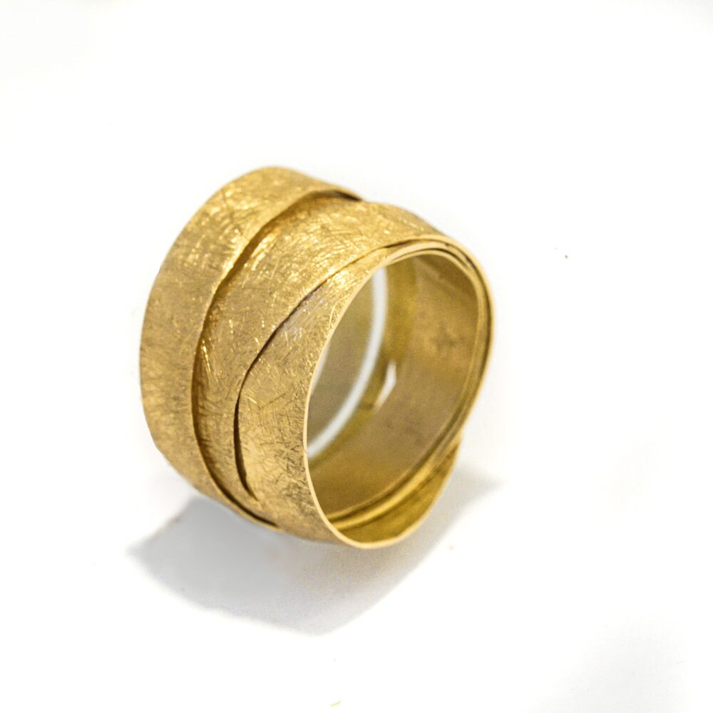 18K Yellow Gold Statement RING Unique Wedding Ring & Cocktail Ring ...