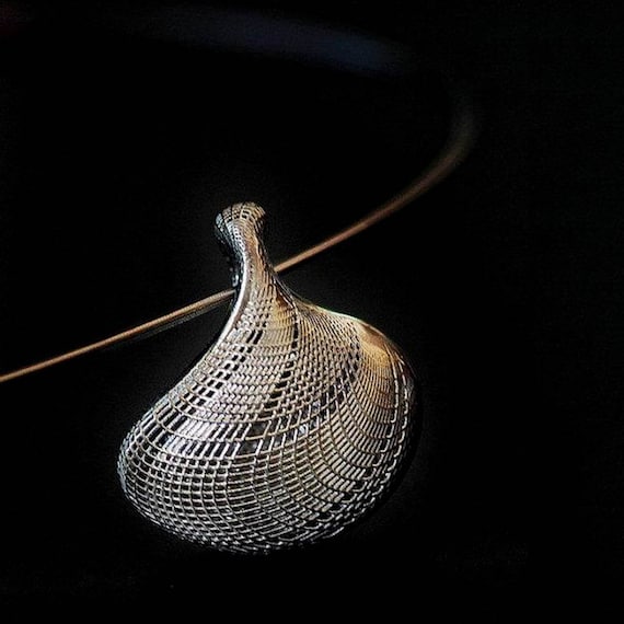 Large Sterling Silver Pendant for Women amorphous Pendant - Etsy