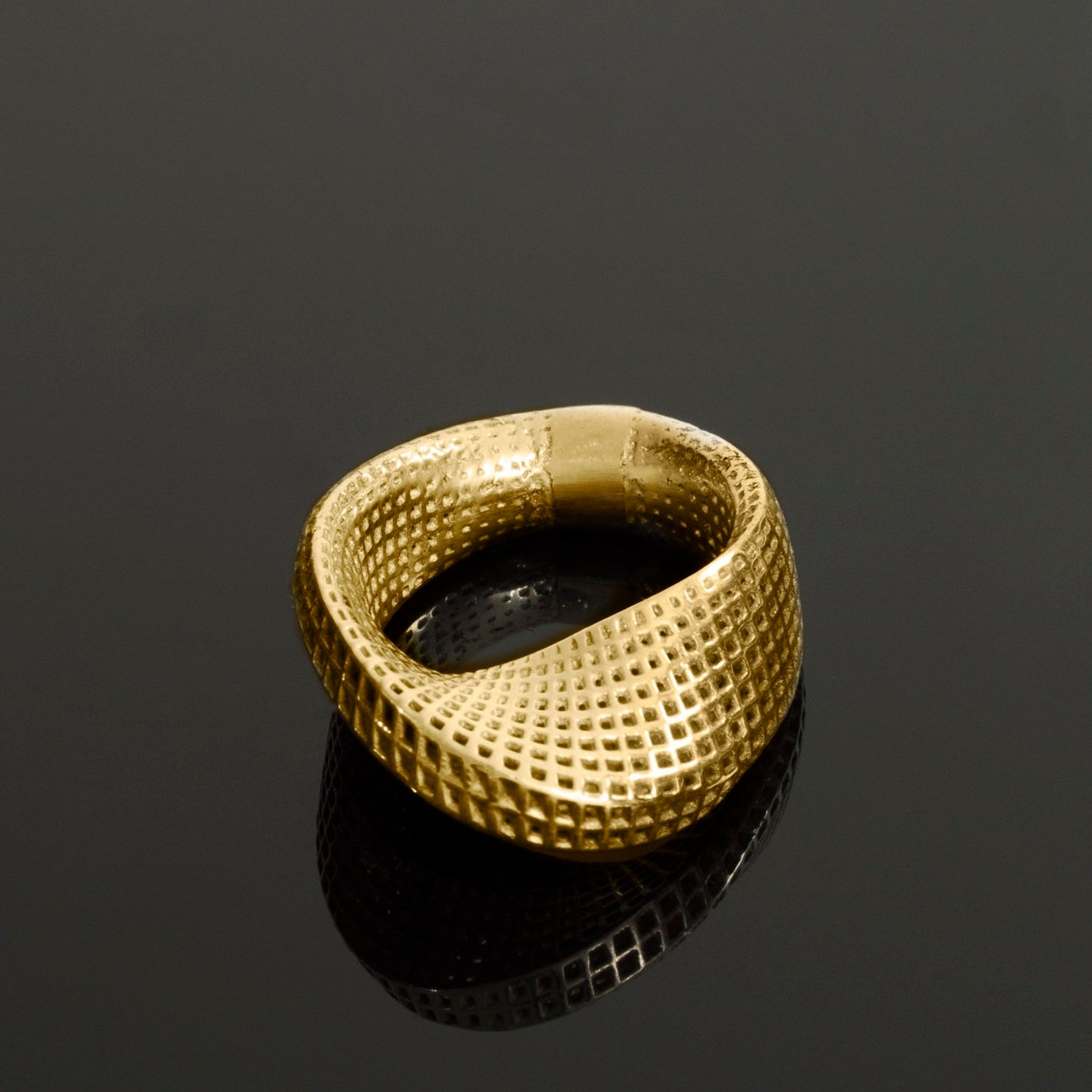 14k Gold Gold Mobius Ring Modern Geometric Unique Contemporary Ring ...