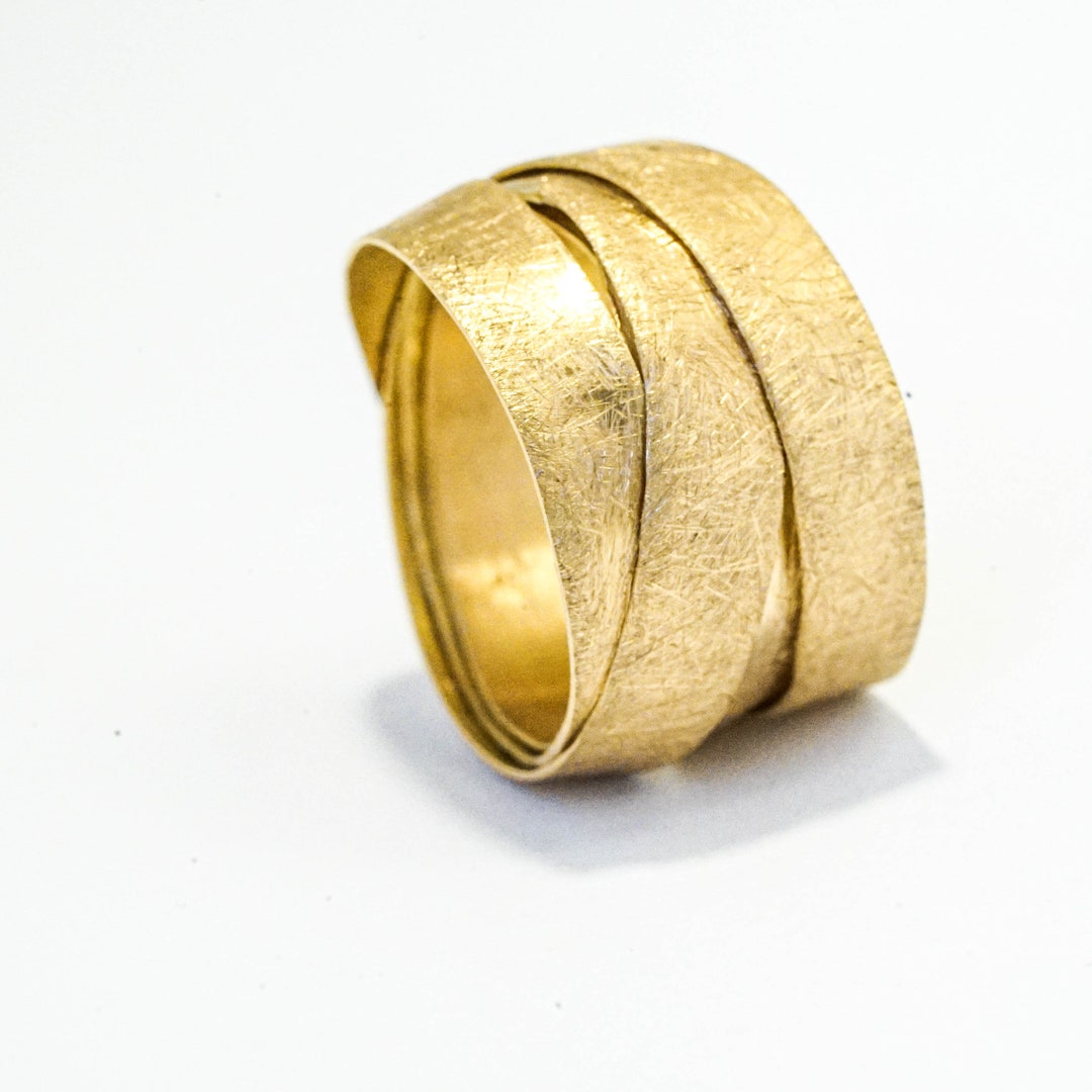 18K Yellow Gold Statement RING - Unique Wedding Ring & Cocktail Ring ...