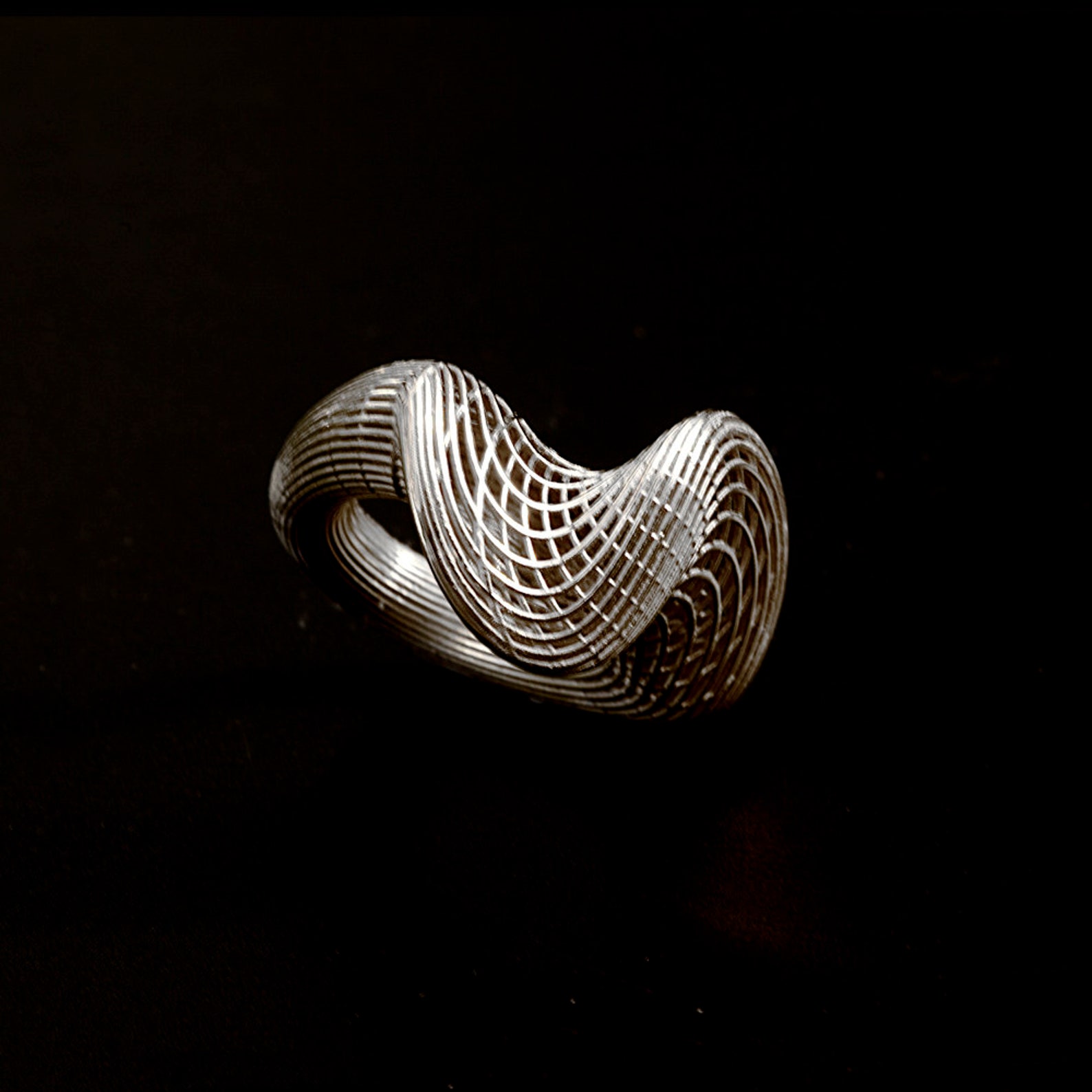 Sterling Silver Wavy Ring, Silver Sculptural Band Statement Ring ...