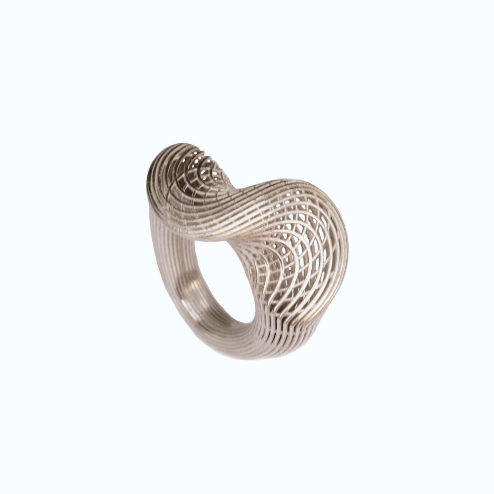 Sterling Silver Wavy Ring,| Silver Sculptural Band | Statement Ring ...