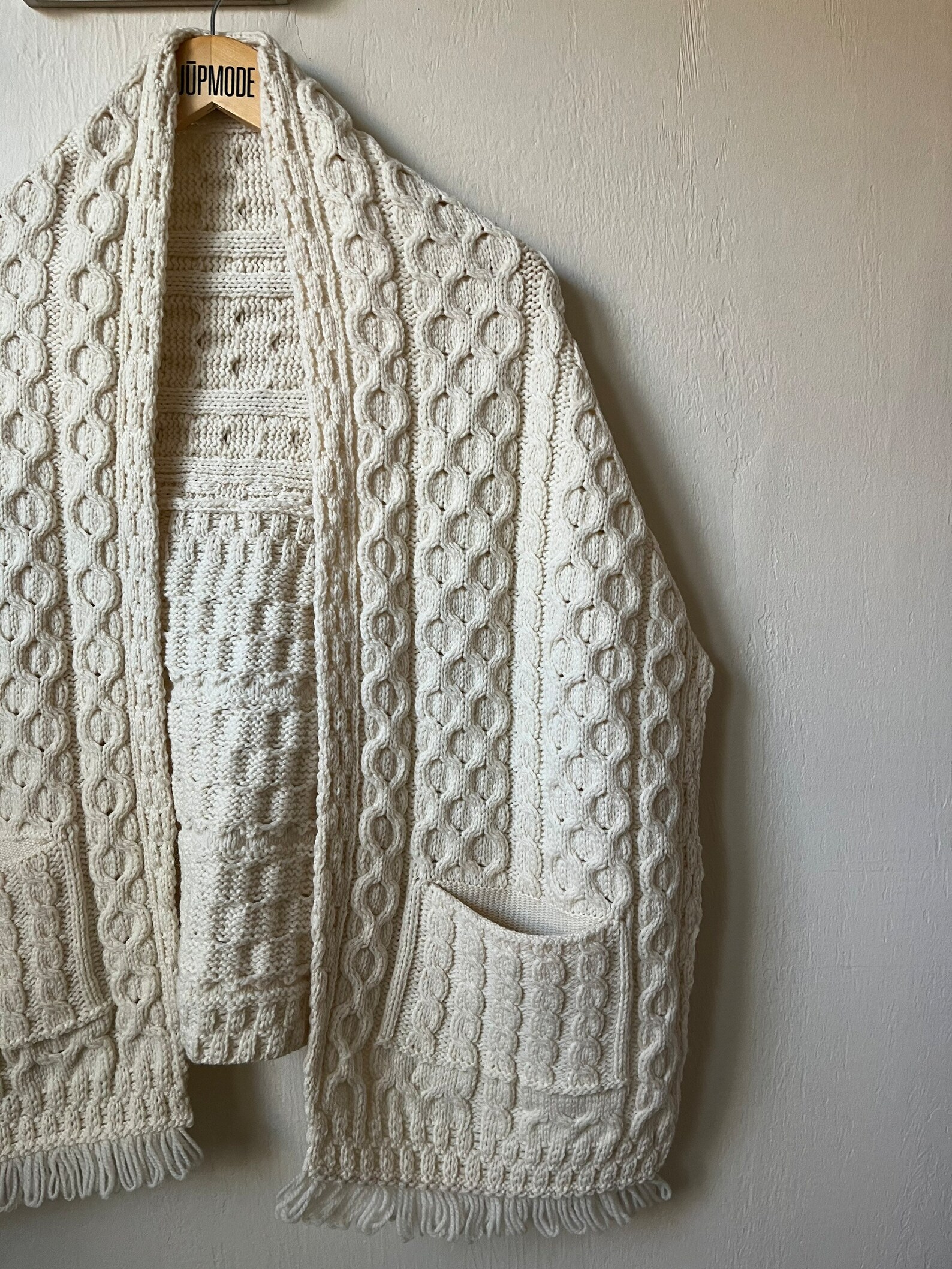 Sz OS: 90s Irish Cable Knit Woolen Cream Colored Dark Academia - Etsy