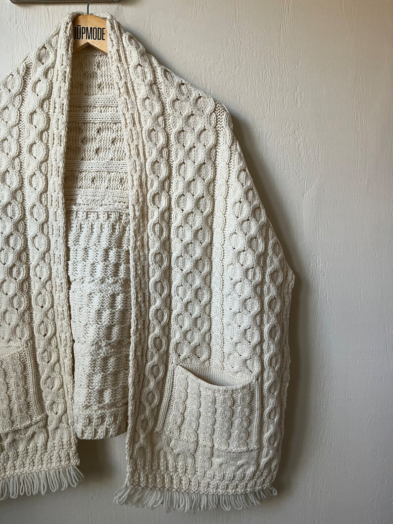 Sz OS: 90s Irish Cable Knit Woolen Cream Colored Dark Academia - Etsy