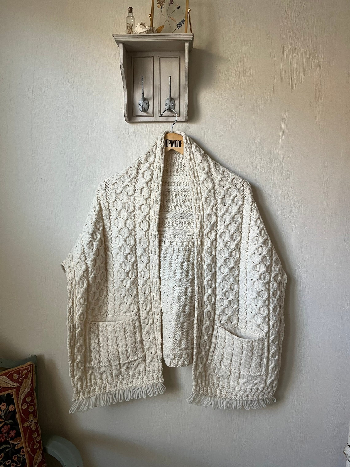 Sz OS: 90s Irish Cable Knit Woolen Cream Colored Dark Academia - Etsy